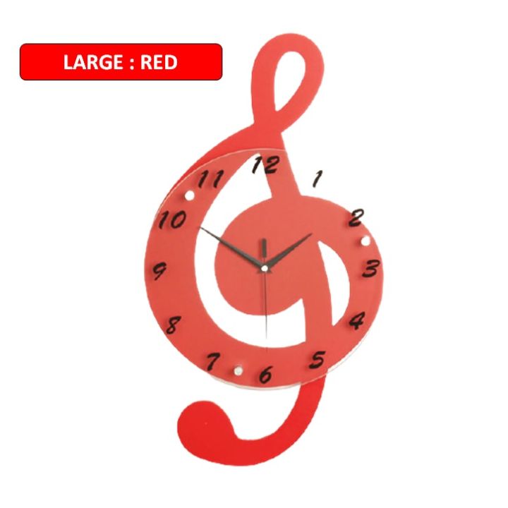 Modern Creative G Clef Musical Note Wooden Electronic Wall Clock ...