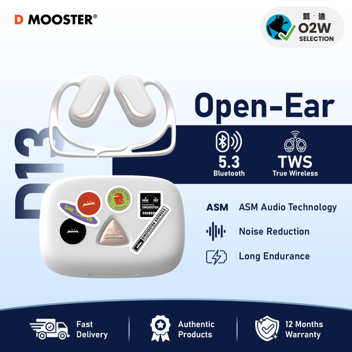 DMOOSTER D13 Open-Ear Bluetooth 5.3 Wireless Earphones: 15.4mm Speaker ...