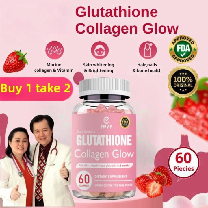 60PCS Glutathione Collagen Glow Gummies Anti-Aging Whitening Beauty ...