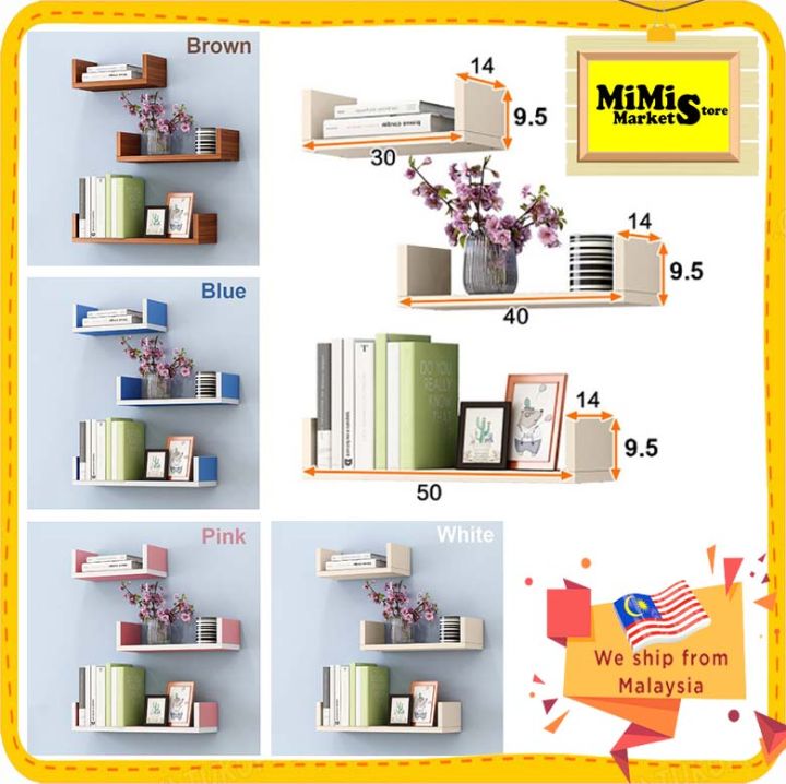 3-Dalam-1 Rak Dinding Bilik Tidur Mudah Bilik Hidup Moden Dinding Rak ...