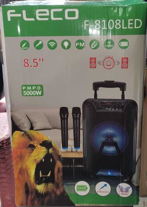 SPEAKER BLUETOOTH KARAOKE FLECO F-8108 LED ADA RODANYA BONUS 2 MIC ...