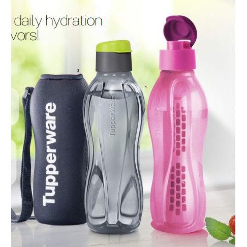 Tupperware Eco Bottle (2) 750ml + Pouch (1) + FREE Fruit Infuser (1 ...