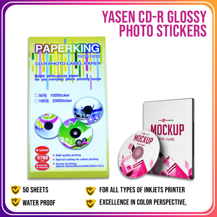 Yasen CD-R Glossy Photo Sticker 100 Labels 50 Sheets CD High Quality ...