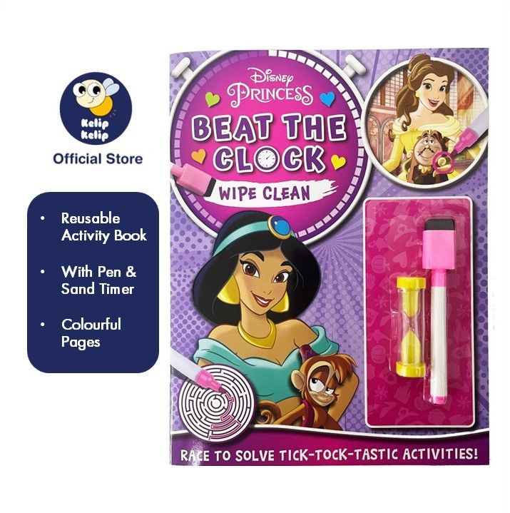 Disney Princess Activity Book Wipe Clean Beat the Clock For Kids To ...