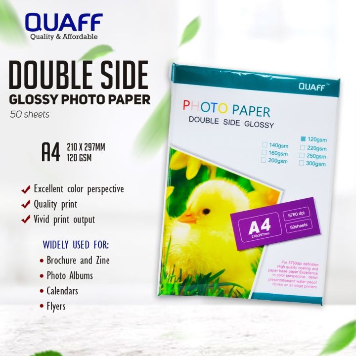 QUAFF Double Sided Glossy Photo Paper 120gsm (50sheets / pack) | Lazada PH