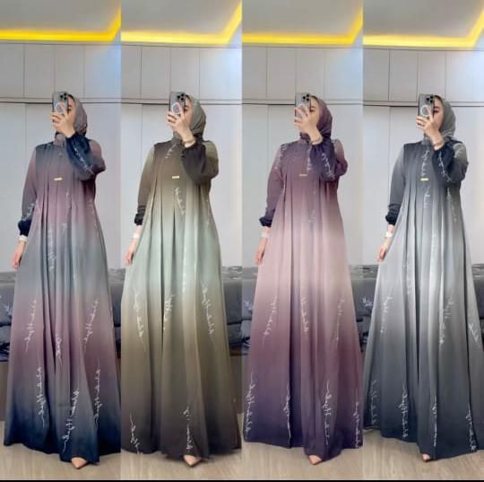 gamis ceruty gradasi free hijab- dress gradasi ceruty babay doll ...