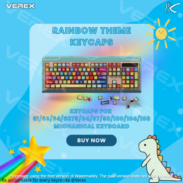 Verex Rainbow Theme 116 Keys Upgrade Pudding Keycaps For Mechanical ...