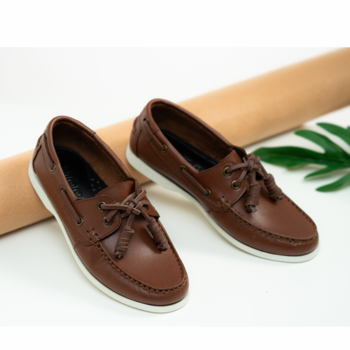 JIRRAS Women Boat Shoes Genuine Leather Filipino Handcraft Dark Brown ...