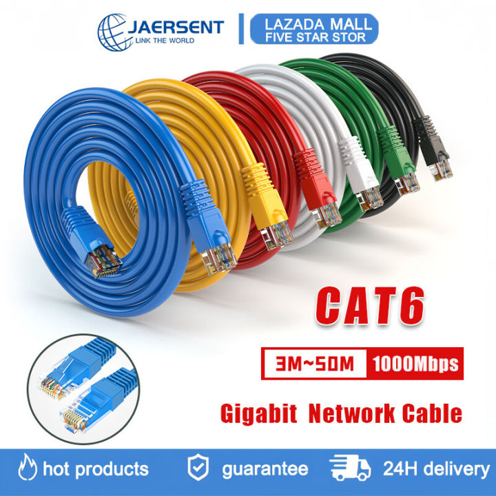 JAERSENT CAT 6 LAN CABLE RJ45 LAN Network Cable Gigabit Ethernet Cable ...