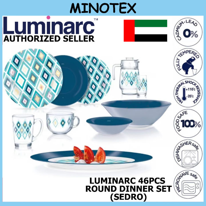 uminarc Sedro 46 Pcs Round Dinner Set/ Luminarc Dinner Set/ Set Pinggan ...