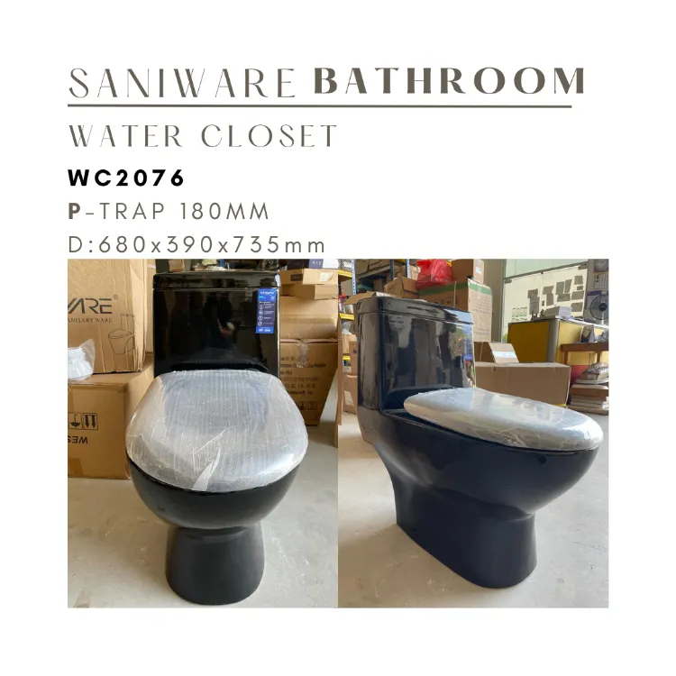 WC2076-BLACK SANIWARE ONE PIECE WATER CLOSET S-TRAP 250MM & P-TRAP ...
