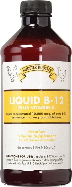 Rooster Booster Liquid B -12 Plus Vitamin K Premium Vitamin Supplement ...