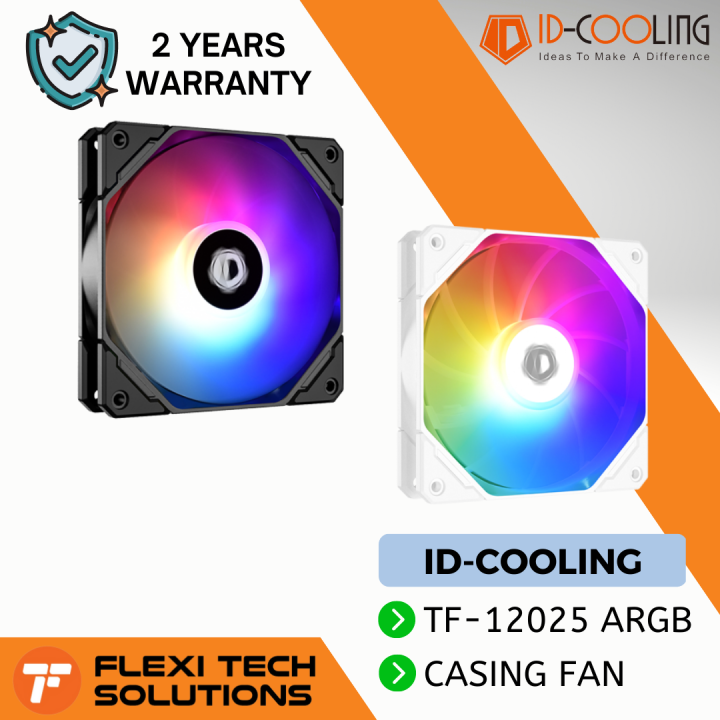 Flexi Tech ID-COOLING TF-12025 ARGB Reverse Case Fan Black & White (1pc) | Lazada