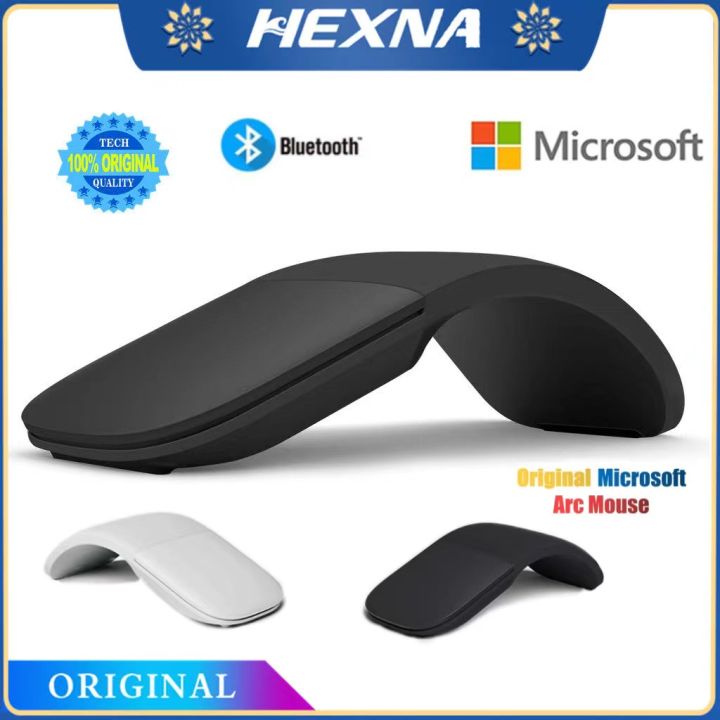 【💛จัดส่งฟรี】Foldable Wireless Bluetooth Arc Mouse for microsoft surface pro Folding Bluetooth ...