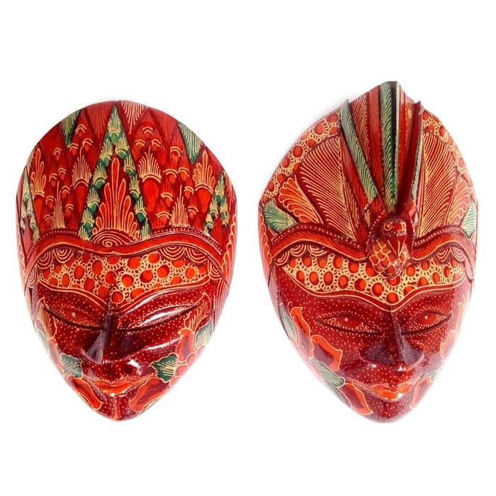 Topeng Rama Shinta Batik Kayu Bibir Merah Ukuran S (Hiasan dinding ...