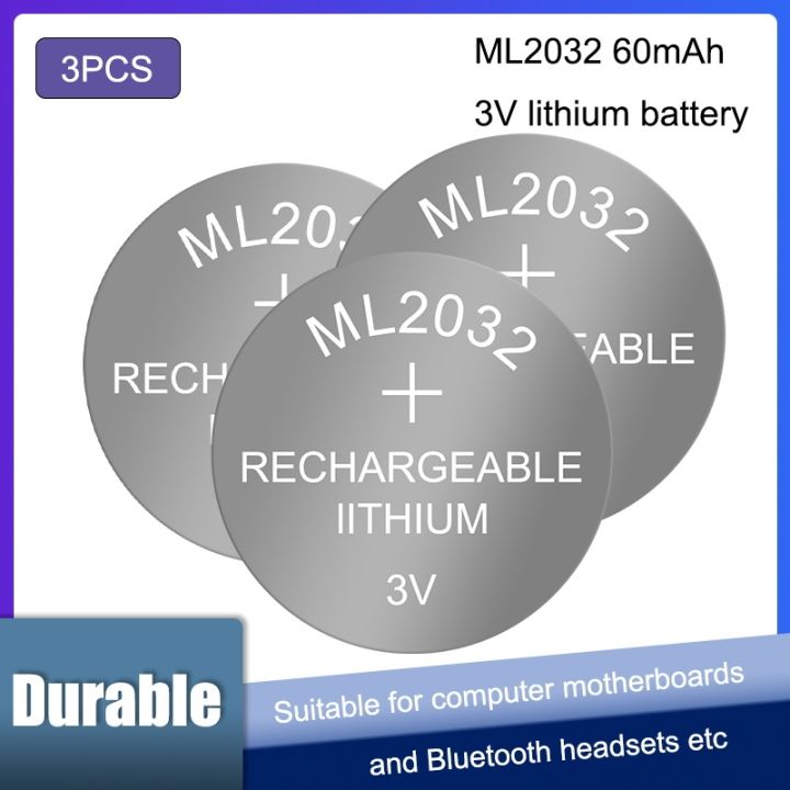 แบตเตอรี่แบบกระดุมชาร์จ ML2032ได้3V แบตเตอรี่แบตเตอรี่สำรองแผงวงจร ...