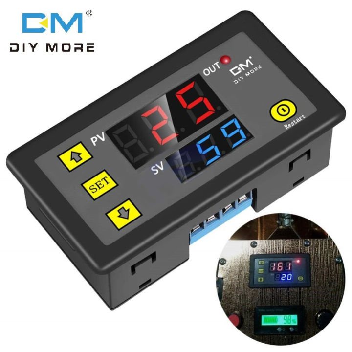diymore AC 110V 220V DC 12V 24v Digital Time Delay Relay LED Display Cycle Timer Switchable ...