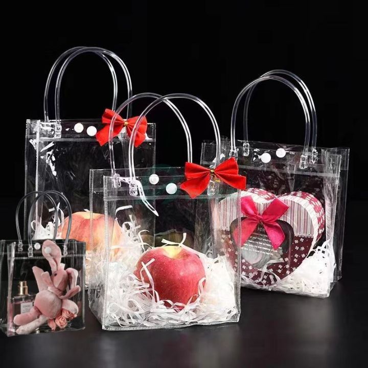 PVC Bag Transparent Handbag Gift Plastic Bag Clear Tote Bag Plastic ...