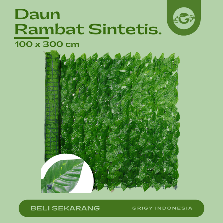 PAGAR TANAMAN SINTETIS/ DAUN RAMBAT SINTETIS 100 CM X 300 CM | Lazada ...