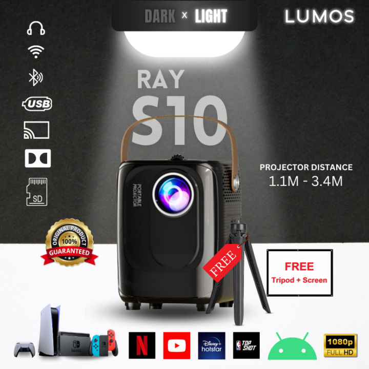 LUM0S New (2023) S10 PRO 5G Portable Wireless Mini Projector 4K UHD ...
