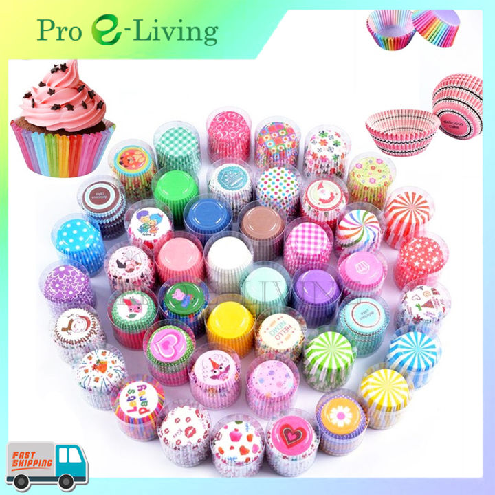 100±pcs Muffin Colorful Cupcake Paper Cups Cake Baking Box Cup Case Cup ...