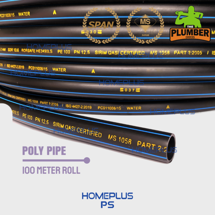 Homeplus HDPE PP Sirim Span Poly Pipe 100 Meter Roll Fittings Pipe ...
