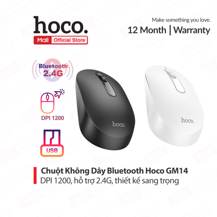 Chuột Không Dây 2.4G Bluetooth Hoco GM14 , kết nối USB, DPI 1200, thiết ...