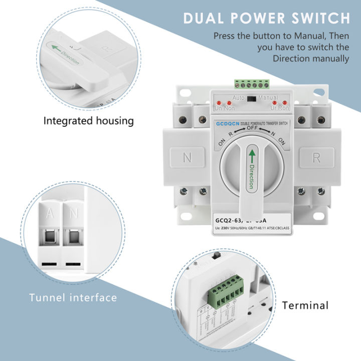 (CRVK) Dual Power Automatic Transfer Switch 2P63A Switch Gear Switch Cb ...