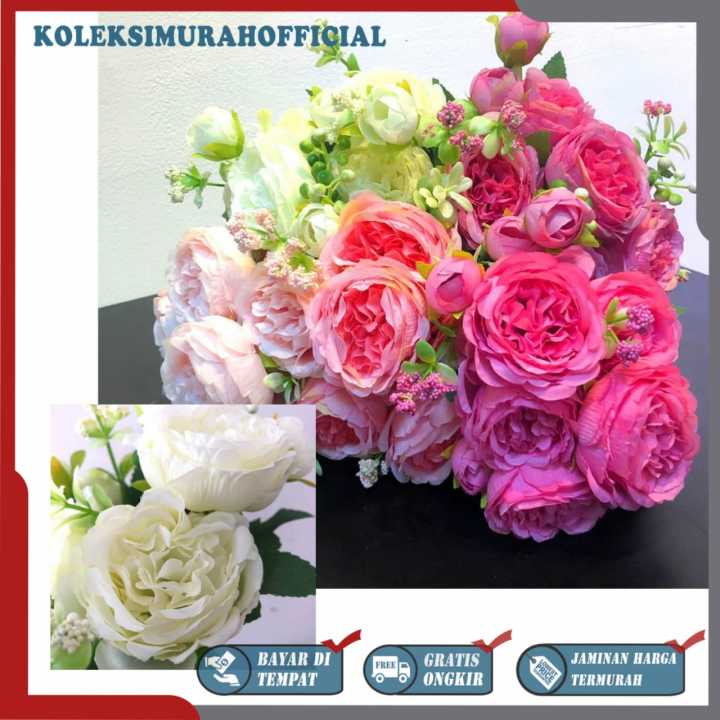 COD BUNGA PEONY BUNGA TANGKAI PLASTIK BUNGA ARTIFISIAL BUNGA PAJANGAN ...