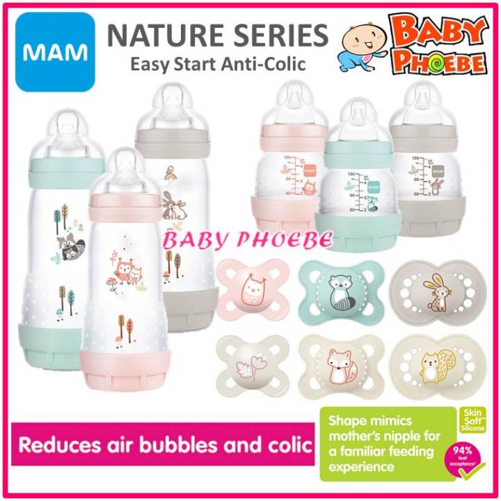 MAM Easy Start Anti-Colic Self Sterilising Bottles / MAM Colours of Nature Silicone Soother ...