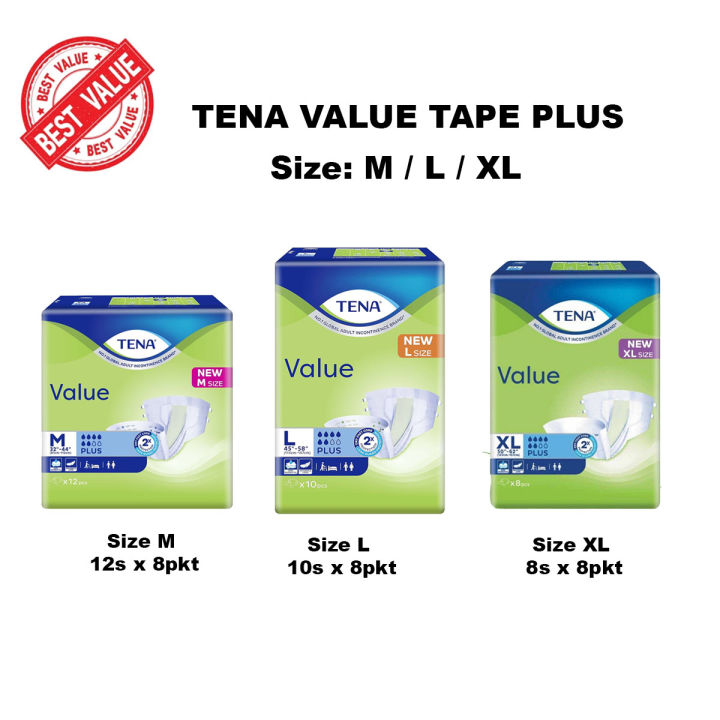 TENA Value Tape Adult Diapers Size M & L (Carton) | Lazada Singapore