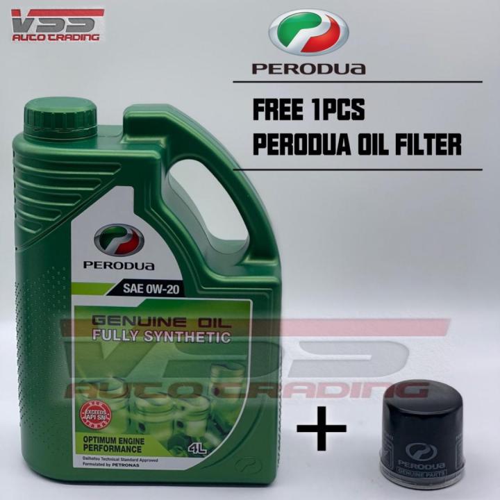 Perodua engine oil 0w20 Fully Synthetic (4L) +Perodua Bezza Oil filter ...