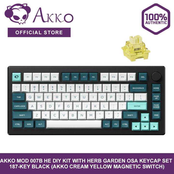 Akko MOD 007B HE DIY Kit With Herb Garden OSA Keycap Set 187-Key Black ...