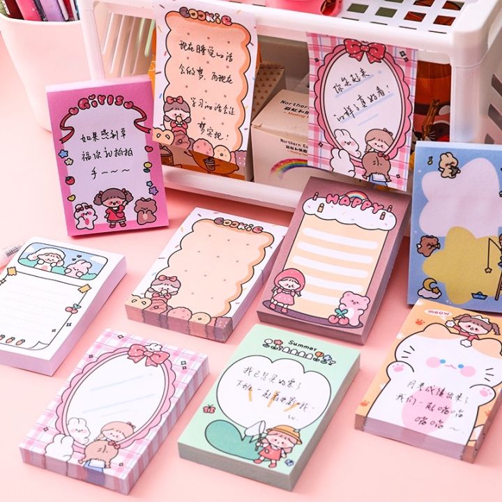 80sheets Cartoon Ins ctue girls sticky notes memo pad student office ...