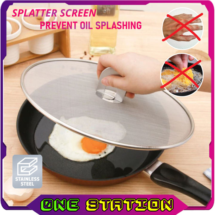 Splatter Screen Kitchen Oil Proof Lid Stainless Steel Oil Spill Proof ...