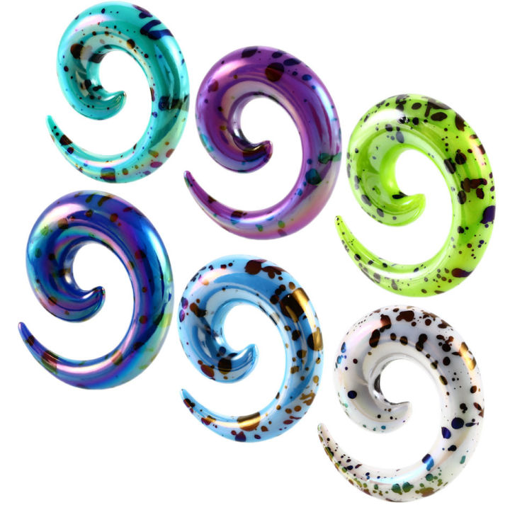 Alisouy 2PCS Acrylic Ear Spiral Plugs Earring Gauges Punk Acrylic Taper ...