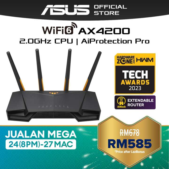 ASUS TUF AX4200 WiFi 6 AX4200 Gaming Wireless Router - 2.5G Port ...