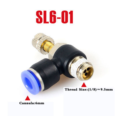 Pneumatic Speed Flow Controller SL6-01 6mm OD Hose Tube 1/8'' Male Gas Airflow Limit Valve Quick ...