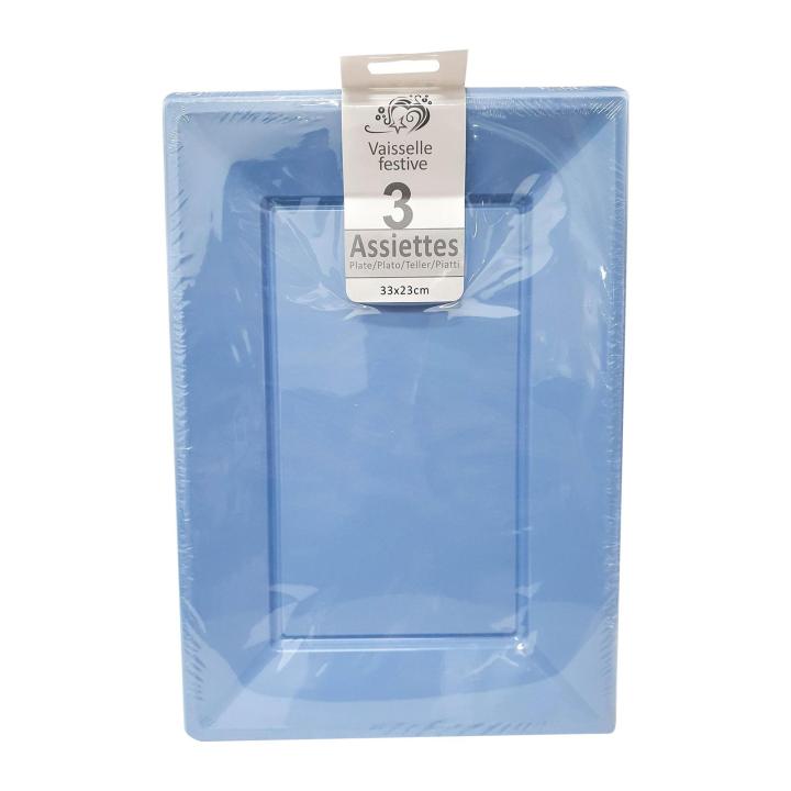 CGS Rectangle Plastic Plates Light Blue - 3Pcs | Lazada Singapore