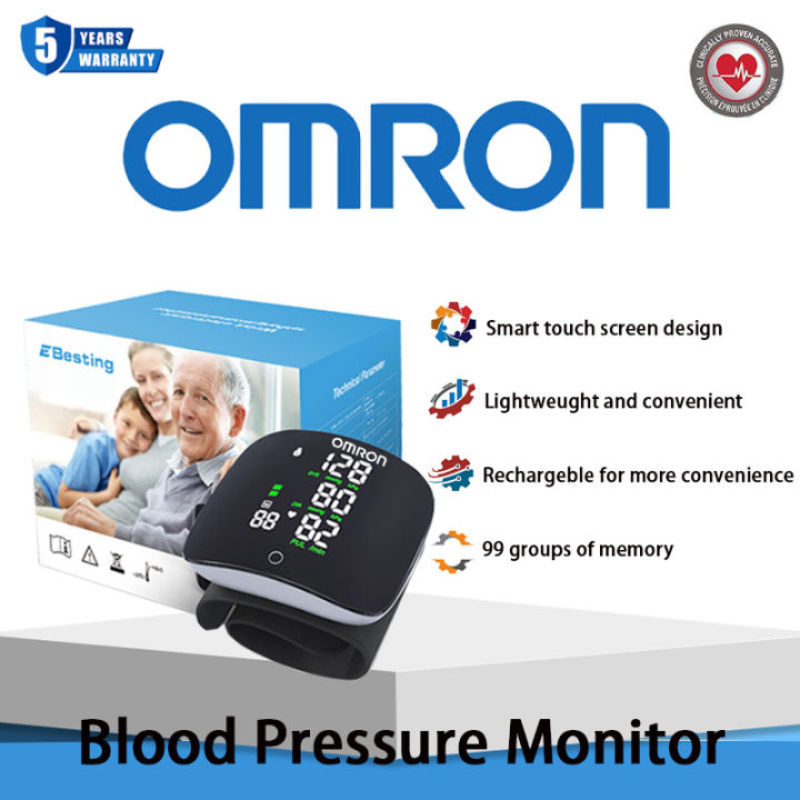 Omron USB Rechargeable Wrist Blood Pressure Monitor LED Display Fully ...