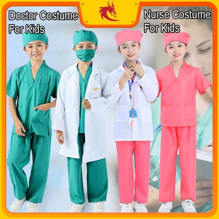 【3-11 Years Old】Doctor Costume For Kids Girls Nurse Uniform Surgical ...
