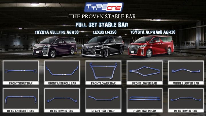 TYPEONE Toyota vellfire alphard 15-23 front side rear middle anti ...