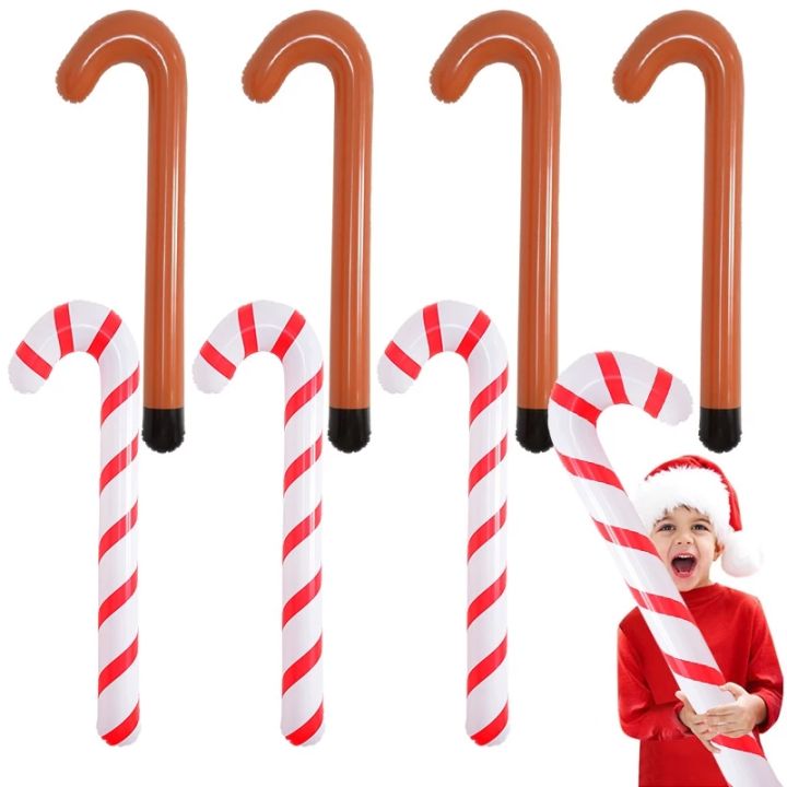 [บ้าน Timmo] 1ชิ้นคริสต์มาสพีวีซีพองซานตาคลอสคริสต์มาสไม้เท้าลูกโป่งติด ...