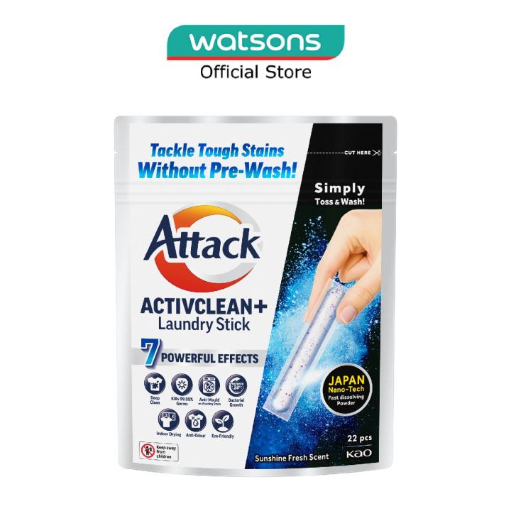 ATTACK Activclean+ Laundry Detergent Stick Capsule (Anti Mould + Kills ...