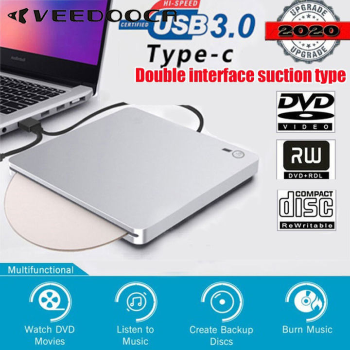 VEEDOOCA Usb3.0 Type-c External Dvd Drive Slot-loading Type Read-write ...