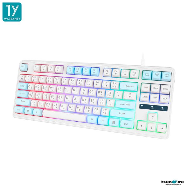 คีย์บอร์ดเกมมิ่ง GK-12 WPB TKL 87Key KeyCap Multi-Swap Rubber Dome ...