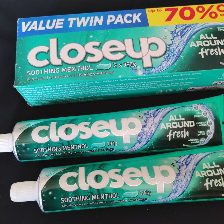 Close Up Toothpaste (Twin Pack) All Around Fresh Soothing Menthol 191g ...