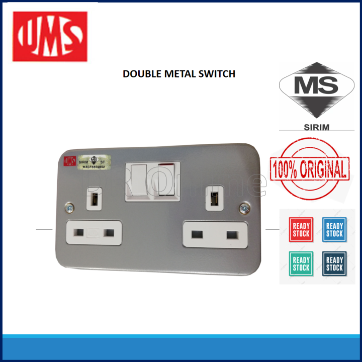 UMS 13A 2 Gang Metal Clad Switch Socket 2213M | Lazada