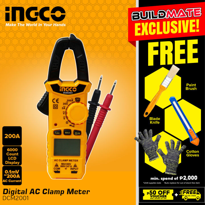 BUILDMATE Ingco Digital Clamp Meter Tester AC 2000C Digital AC Clamp ...