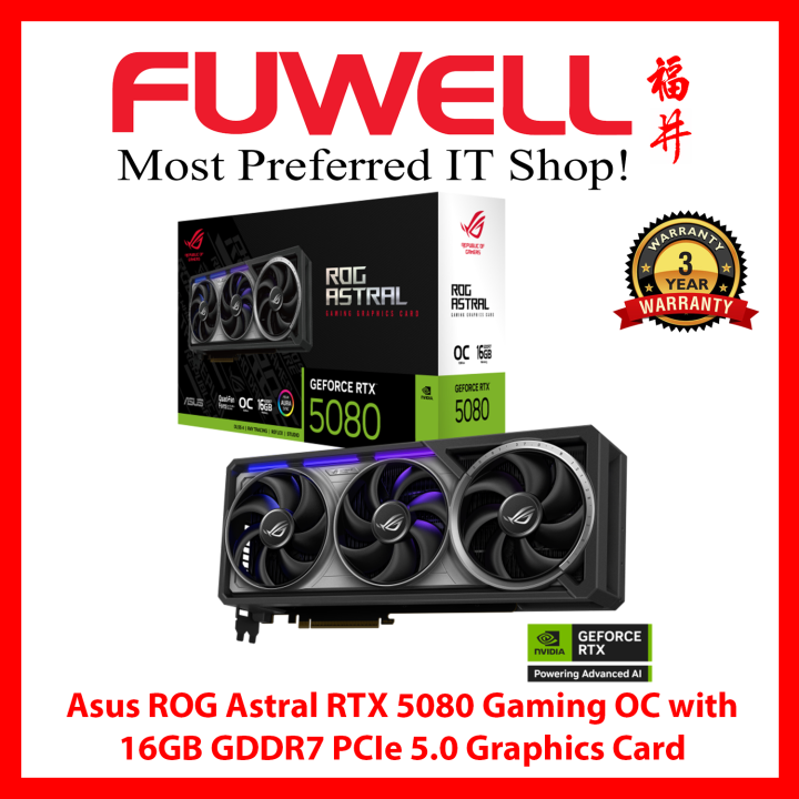 FUWELL - Asus ROG Astral RTX 5080 Gaming OC with 16GB GDDR7 PCIe 5.0 ...